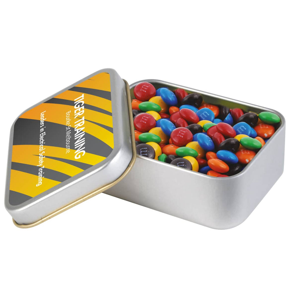 M&M's in Silver Rectangular Tin – All Branded Group
